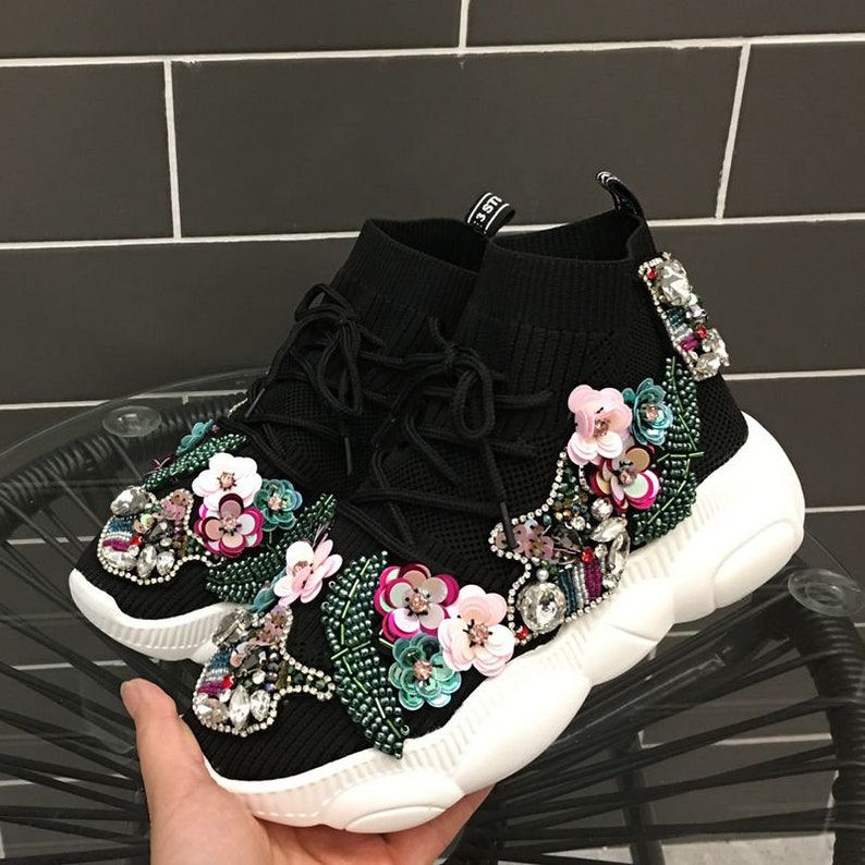 Custom Rhinestone and Gemstone Sneakers - Etsy