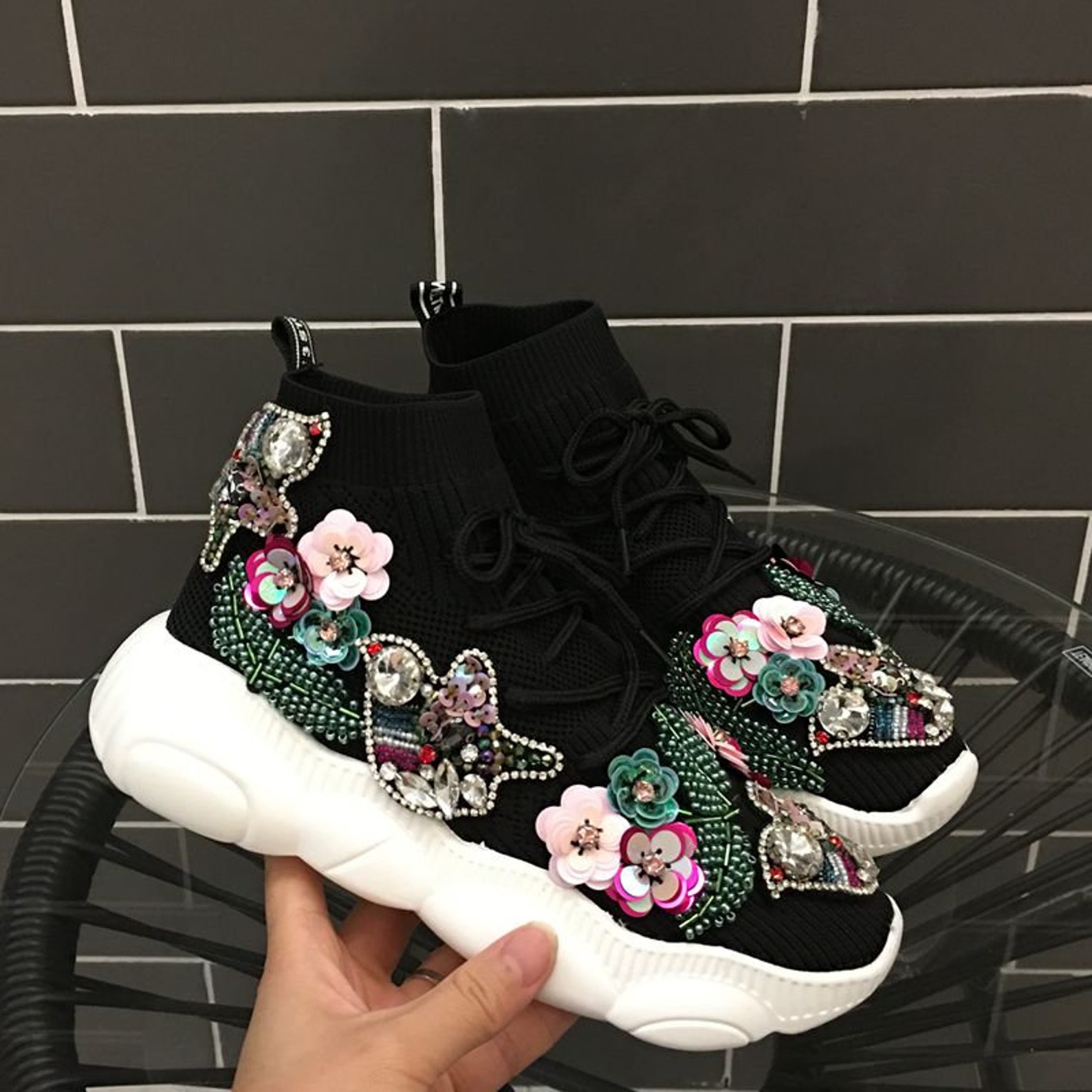 Custom Rhinestone and Gemstone Sneakers - Etsy
