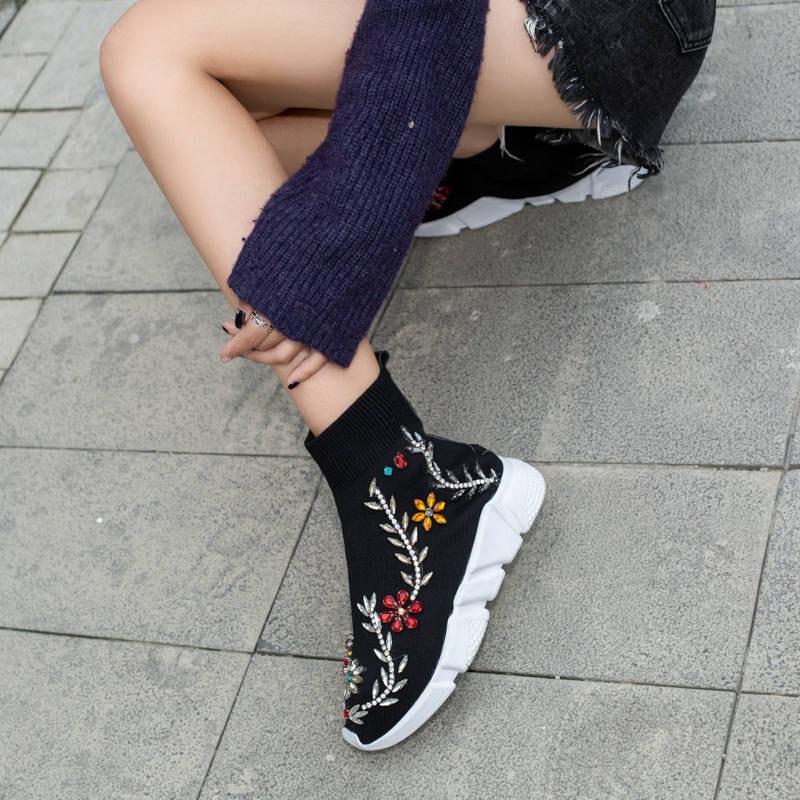 Custom Crystal Socks Sneakers - Etsy
