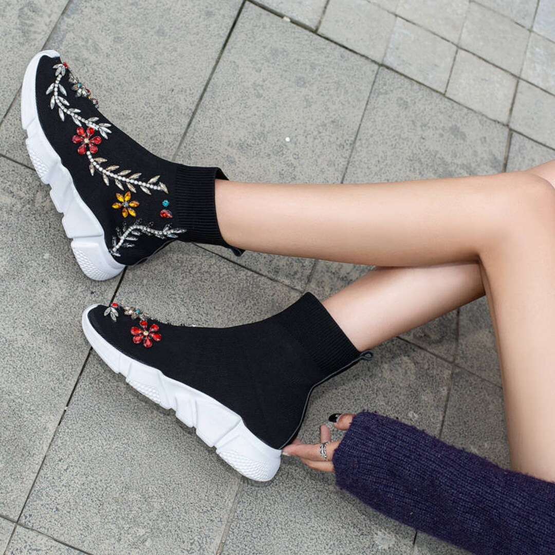Custom Crystal Socks Sneakers - Etsy