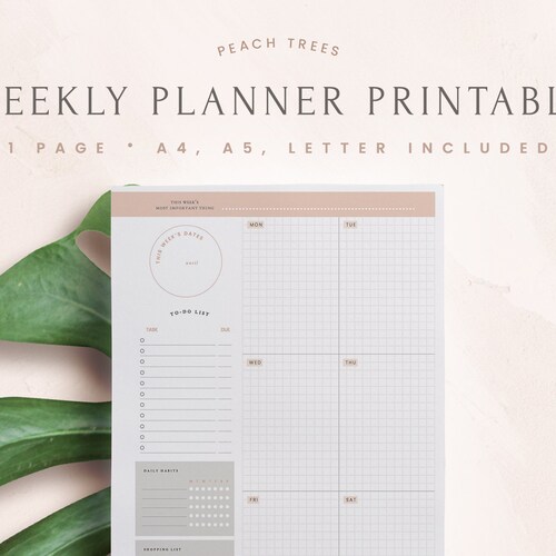 Weekly Grid Planner Printable Week Organizer A4 Weekly - Etsy