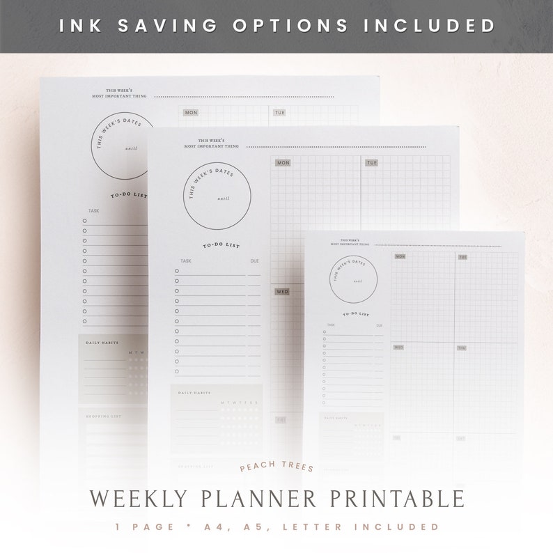 Weekly Grid Planner Printable, Week Organizer, A4 Weekly Planner ...