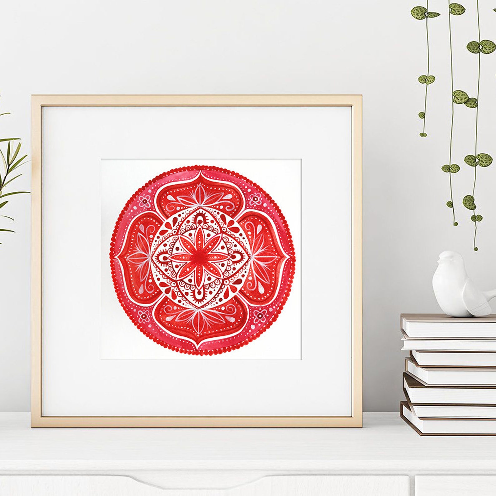 Root Chakra Mandala Art Original Watercolor and Ink Hand Drawn Artwork ...