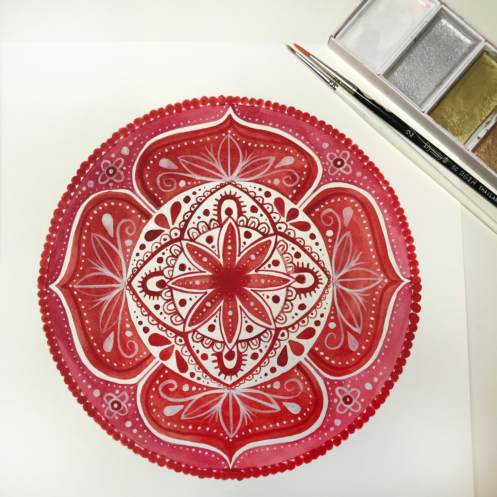 Root Chakra Mandala Art Original Watercolor and Ink Hand Drawn Artwork ...