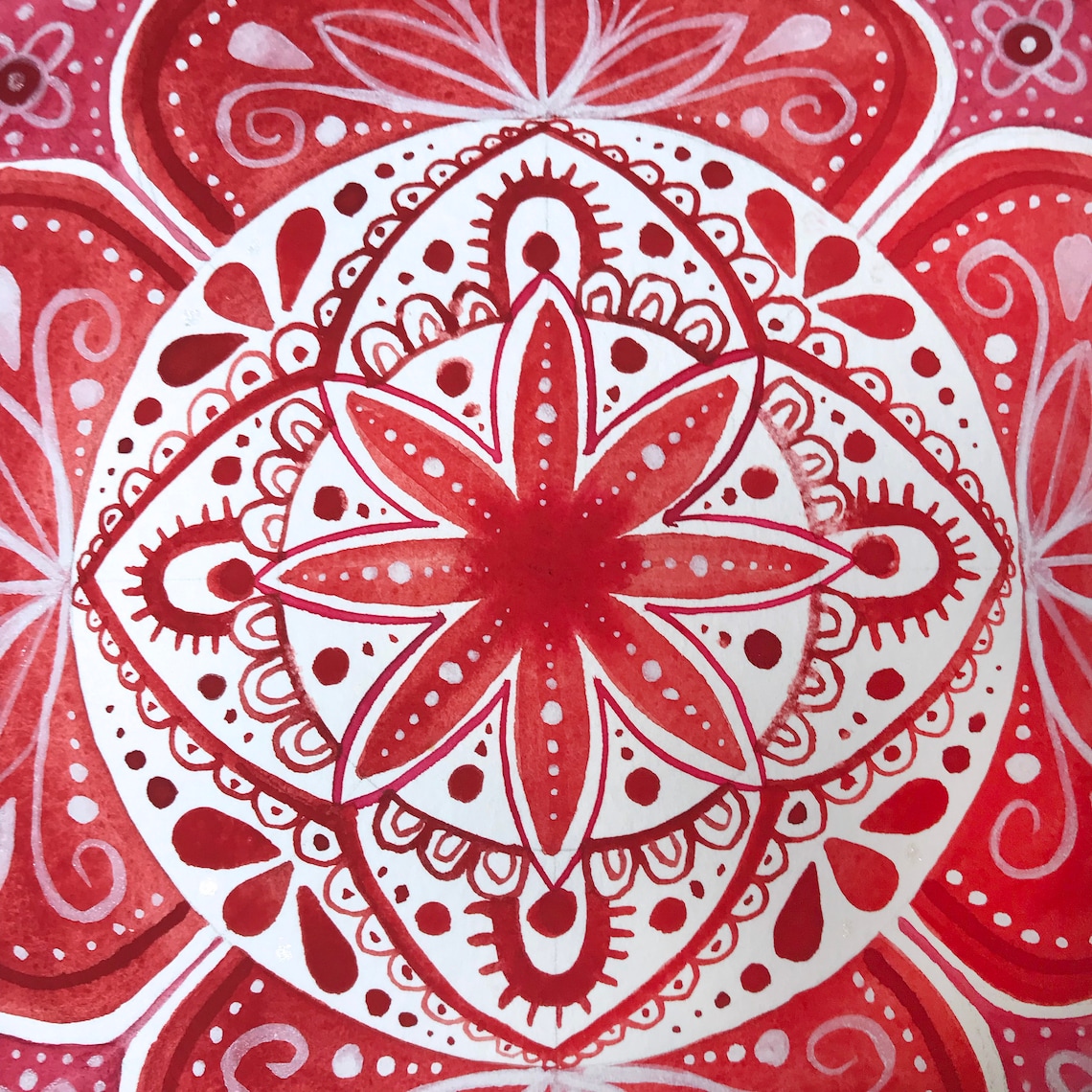 Root Chakra Mandala Art Original Watercolor and Ink Hand Drawn Artwork ...