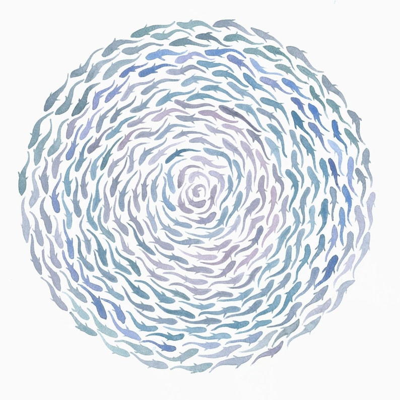 Fish Mandala Watercolor Art Hand Painted Artwork - Etsy