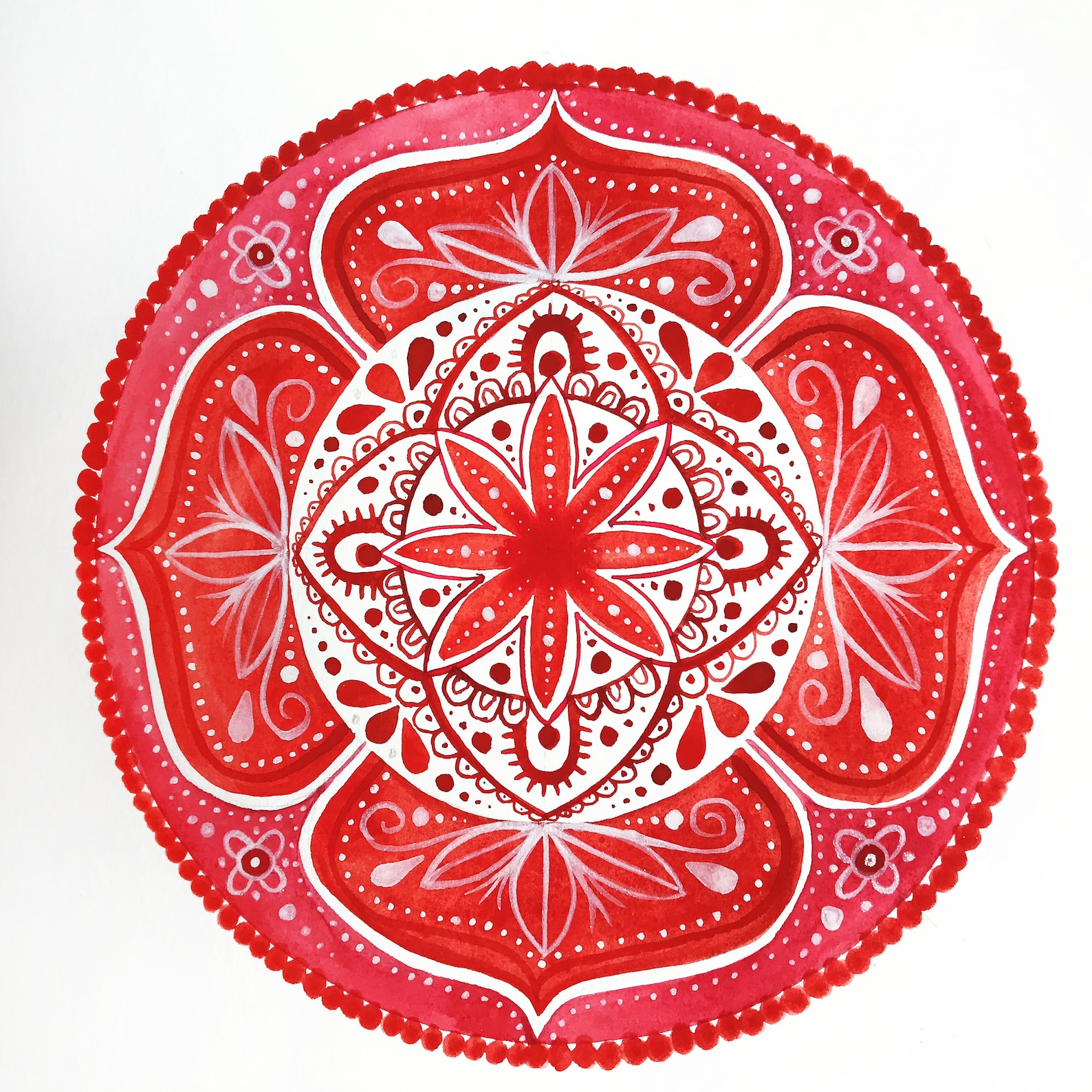 Root Chakra Mandala Art Original Watercolor and Ink Hand - Etsy