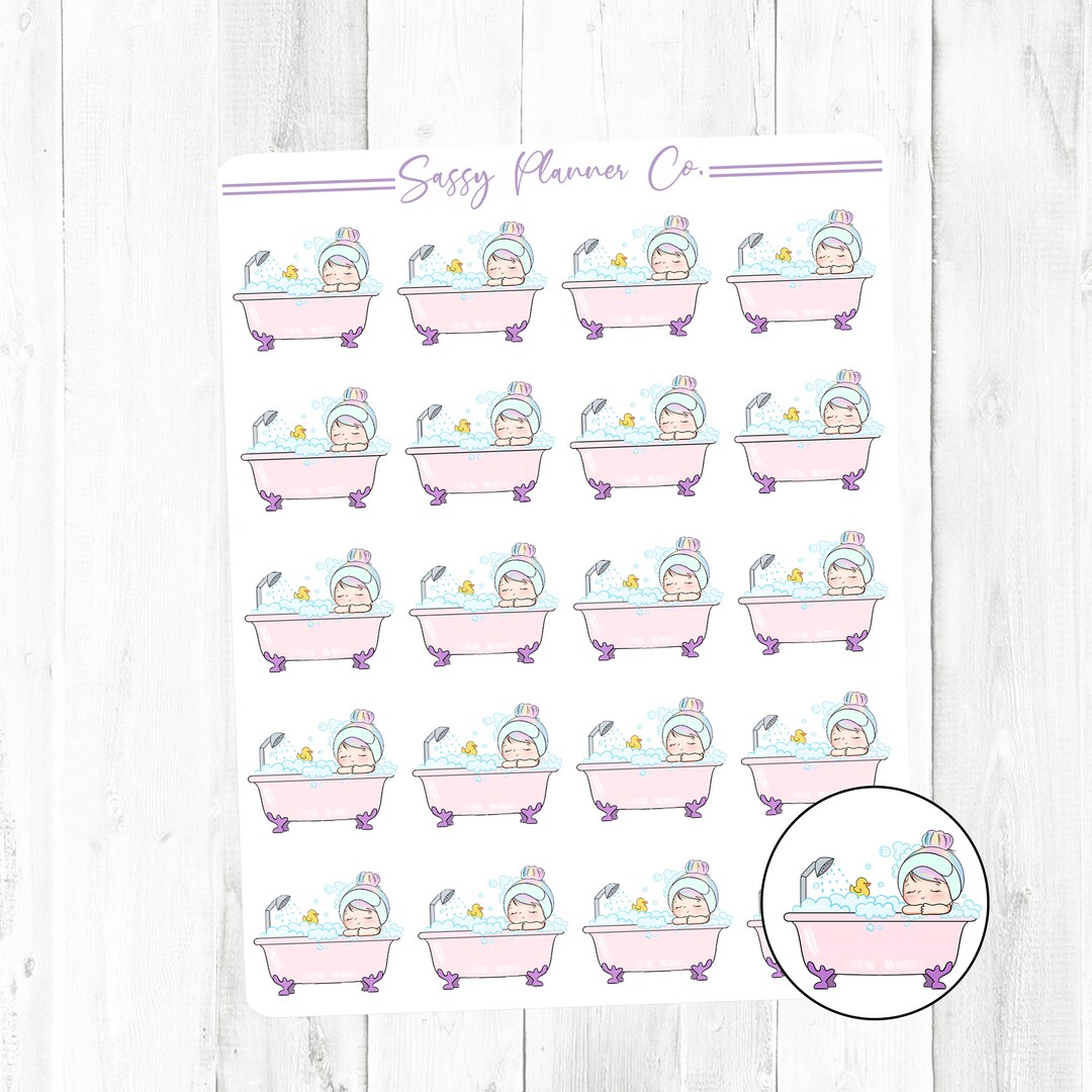 Luna Bath Time Character Planner Stickers, Activity Planner Stickers - Etsy