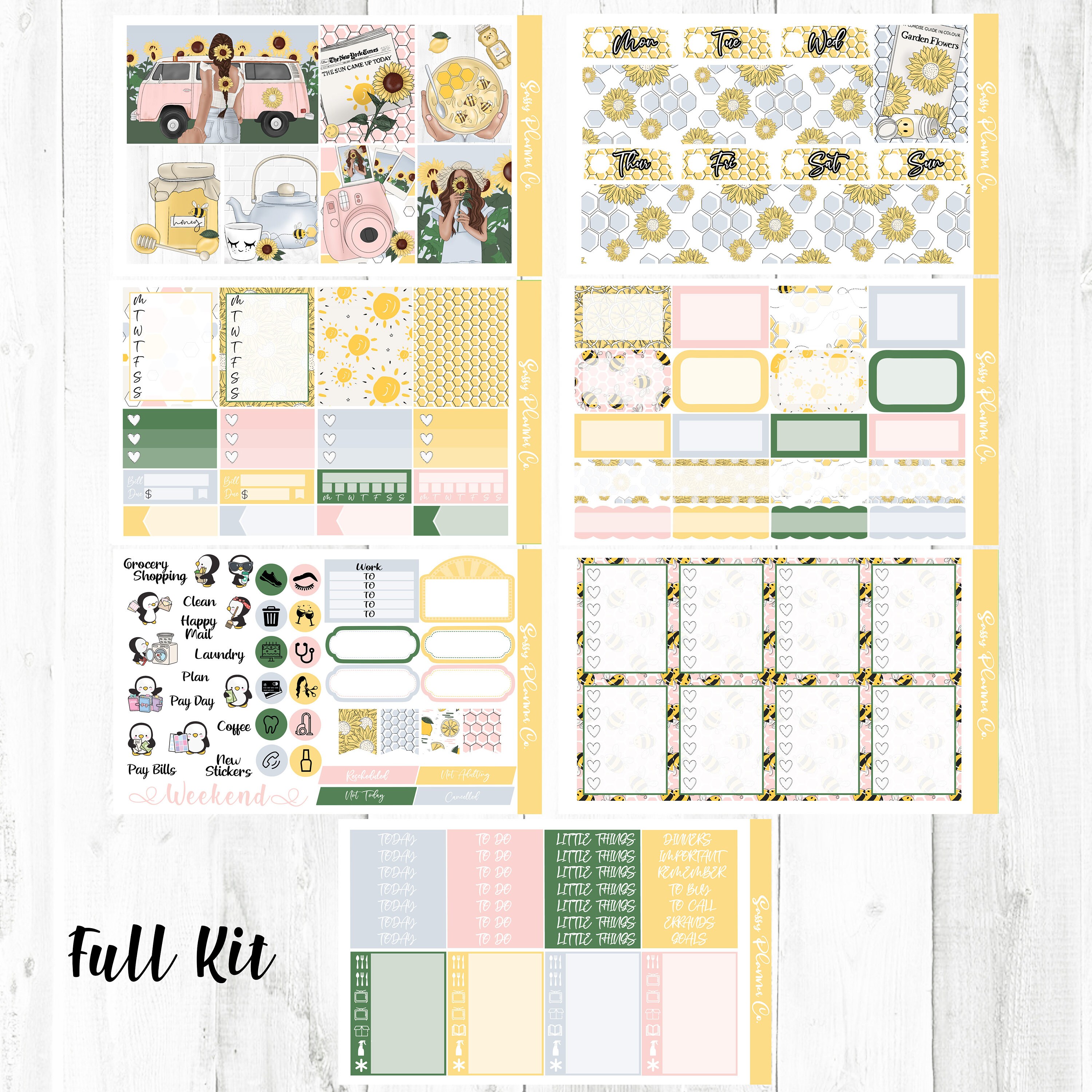 Let It Bee Weekly Planner Kit Planner Sticker Kit Weekly - Etsy