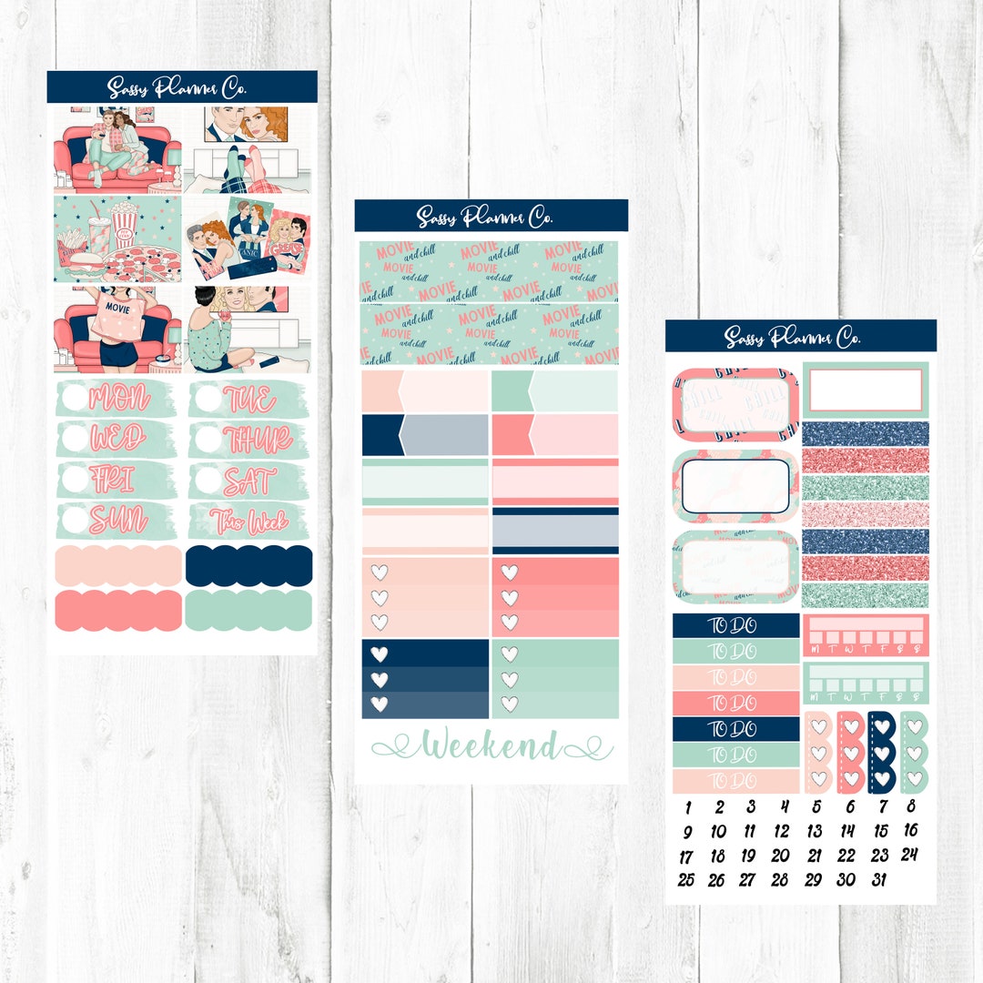 Movie & Chill Weekly PP Weeks Sticker Kit, PP Weeks Weekly Kit, PP ...