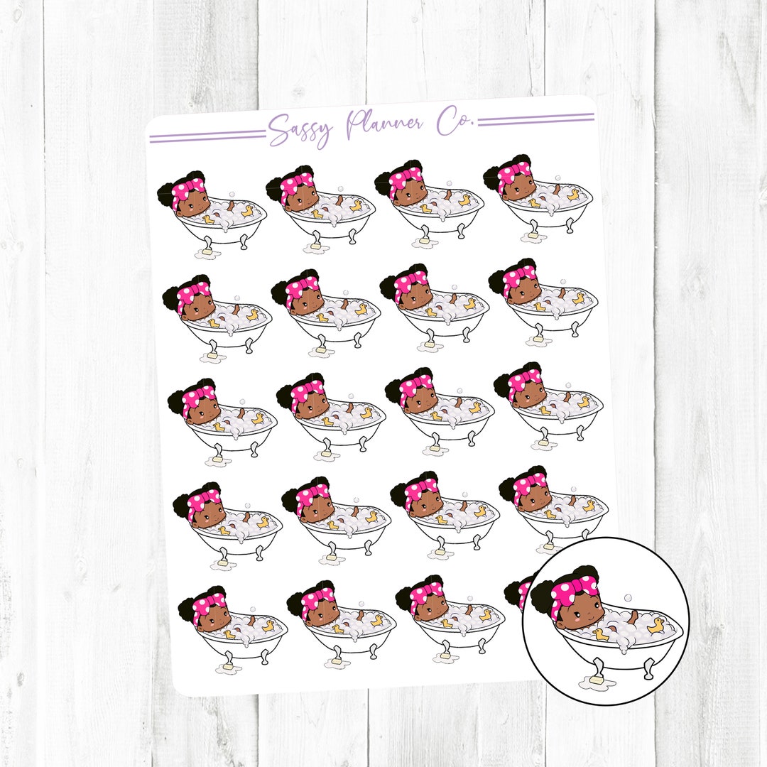 Keke Bath Time Character Planner Stickers, Activity Planner Stickers - Etsy