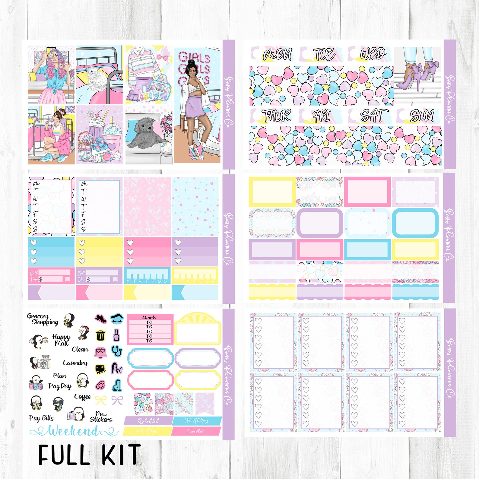 Sweet Girl Weekly Planner Kit Planner Sticker Kit Weekly | Etsy