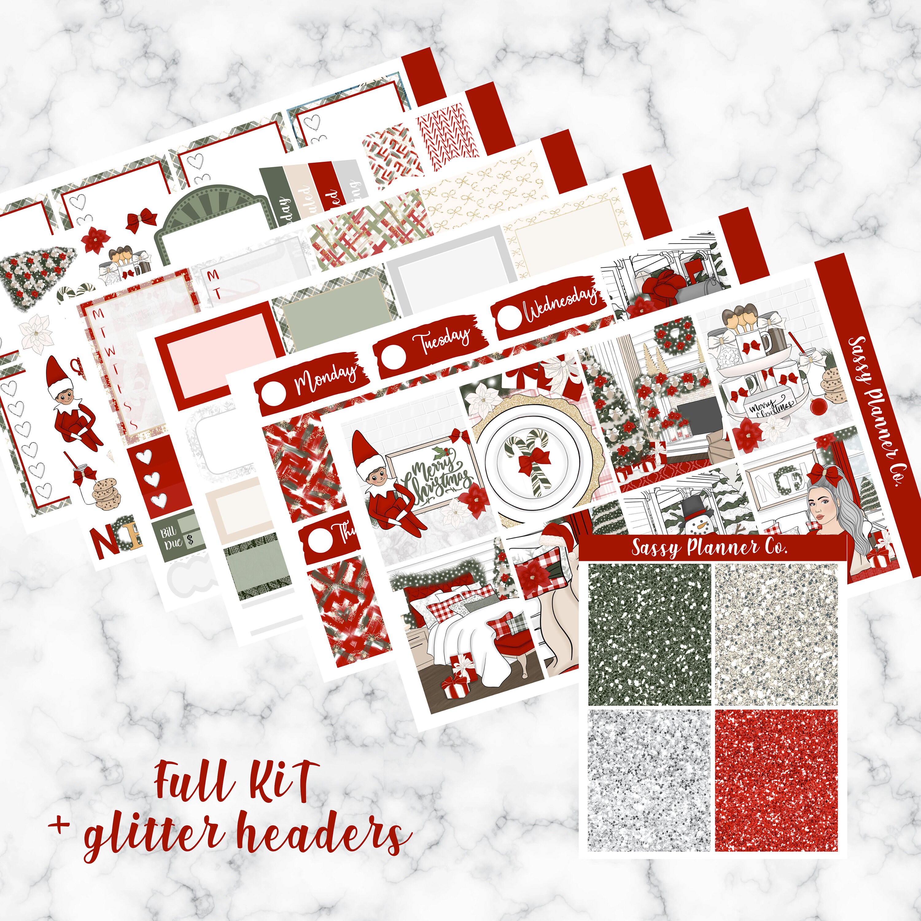 Noel Christmas Kit Christmas Planner Sticker Kit Weekly - Etsy