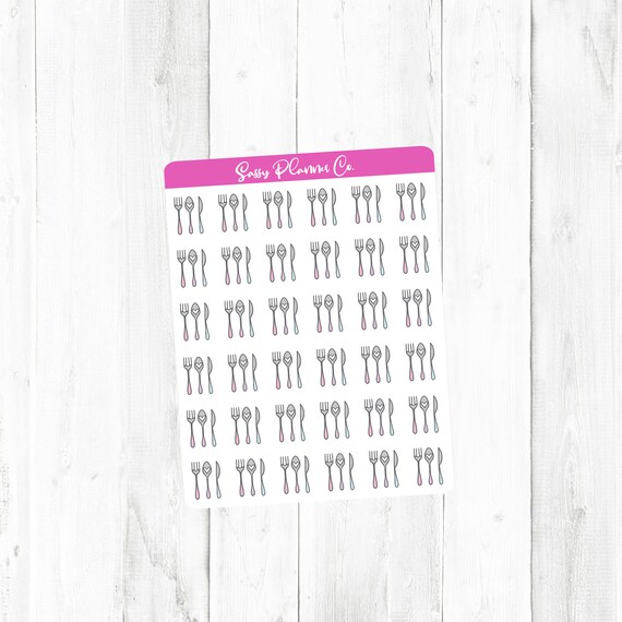 Silverware Doodle Character Planner Stickers Activity Planner | Etsy
