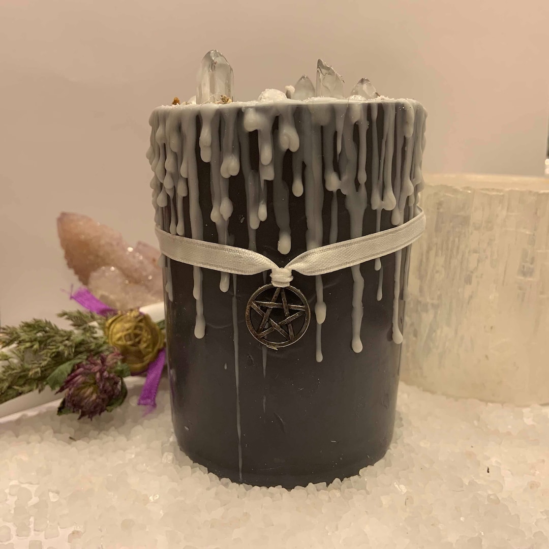 Veil of Hecate - Goddess Spell Candle With Herbs and Gemstones for ...