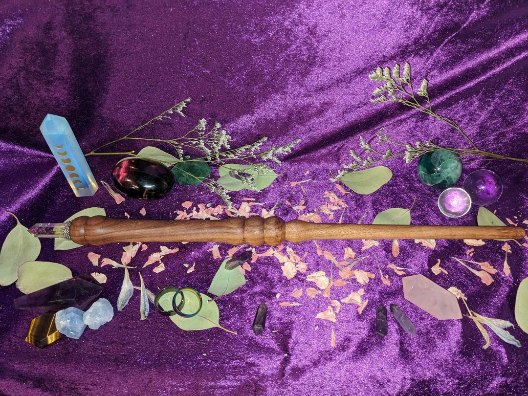 Handcrafted Wand- Walnut Wood With Lemon Quartz Point - Etsy