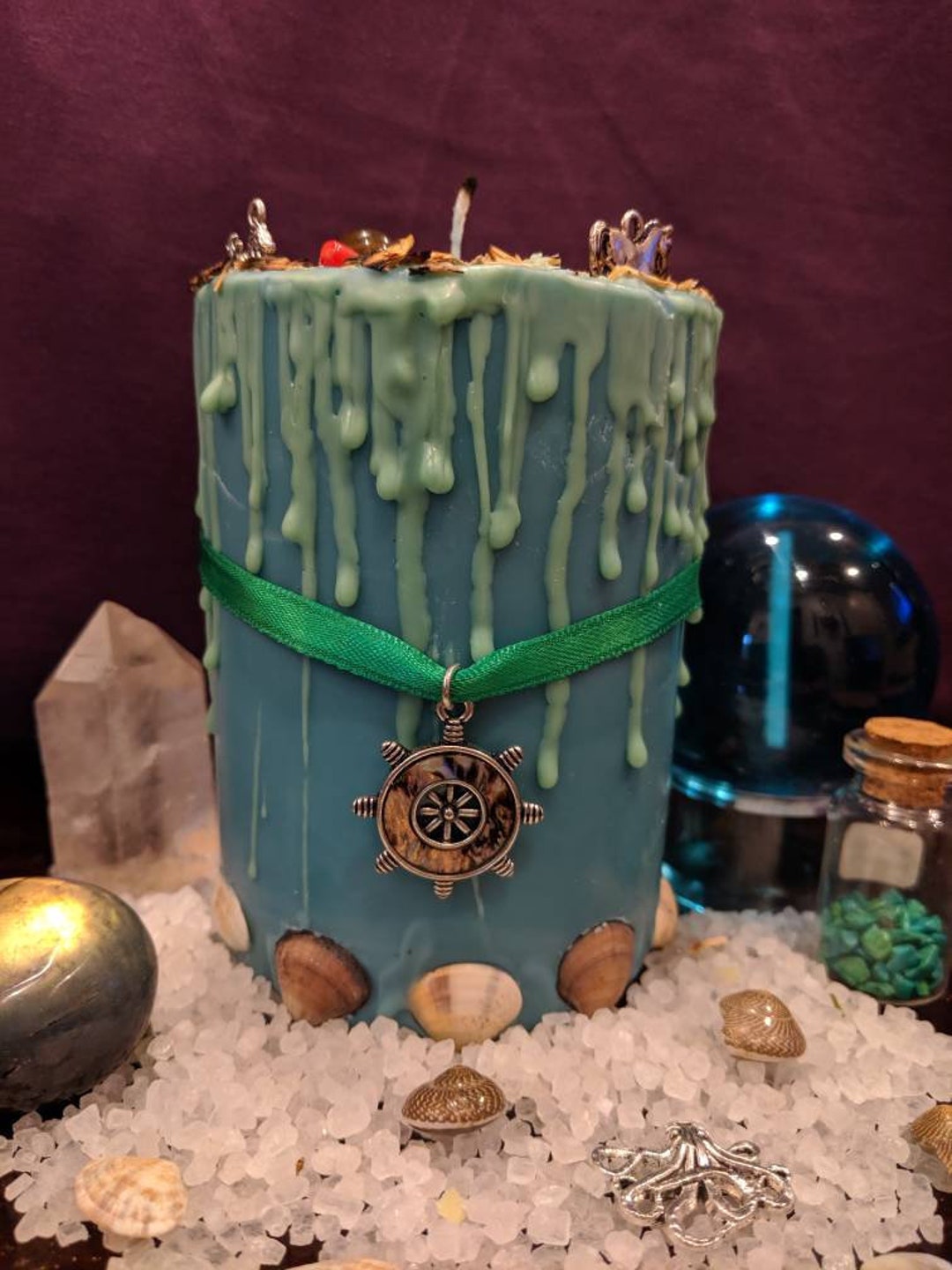 Neptune's Current - Ritual Deity Spell Candle With Herbs and Gemstones ...