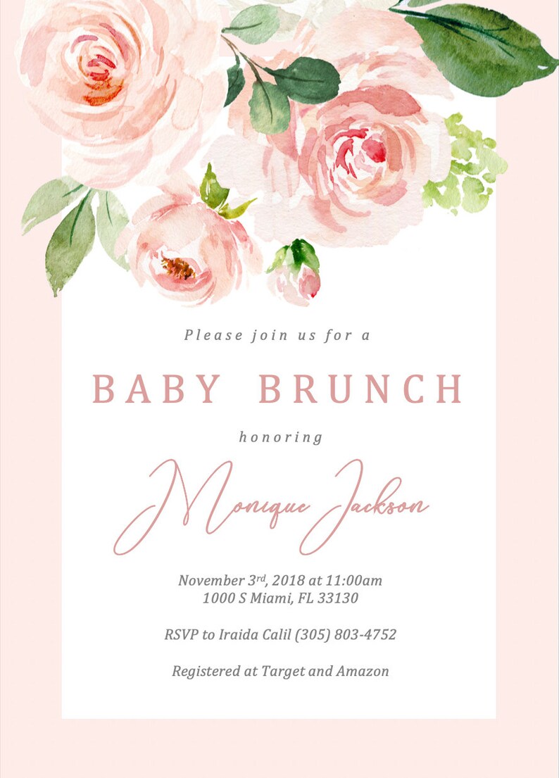 Baby Brunch Invitation Girl Baby Shower Invitation Girl - Etsy