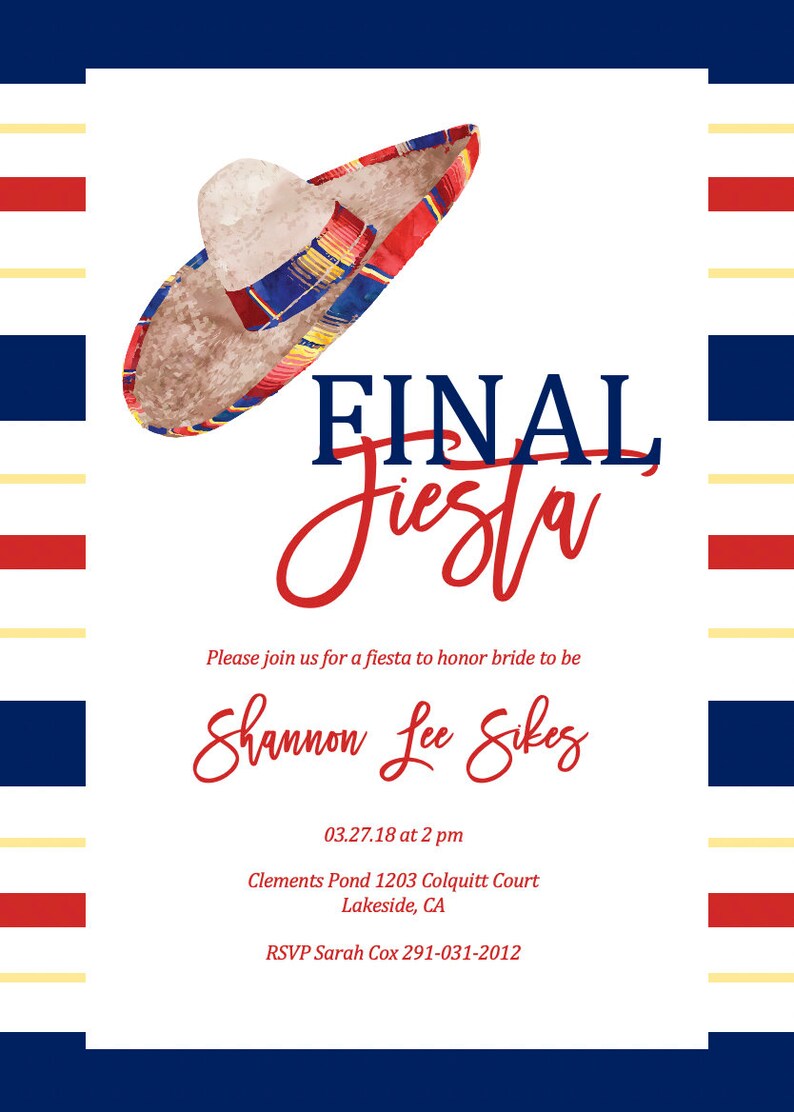 Bachelorette Party Invitations Final Fiesta Fiesta - Etsy