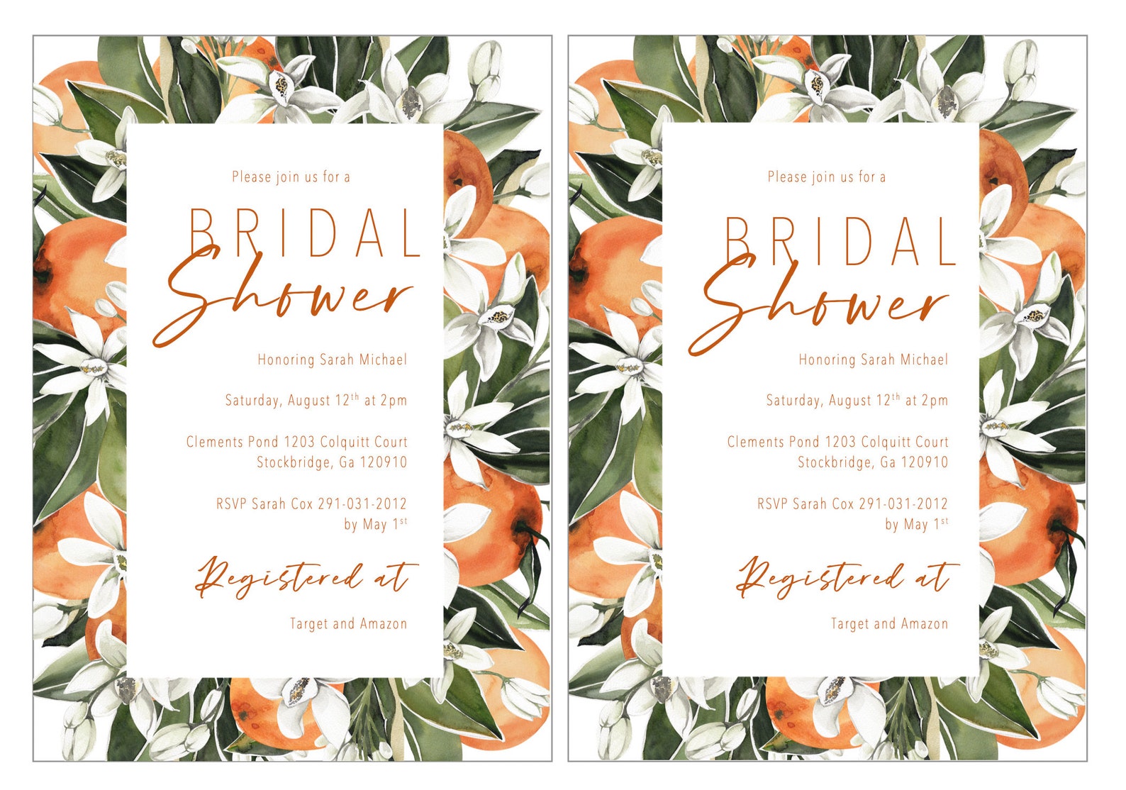 Citrus Bridal Shower Invitation Template Fruit Themed Bridal - Etsy