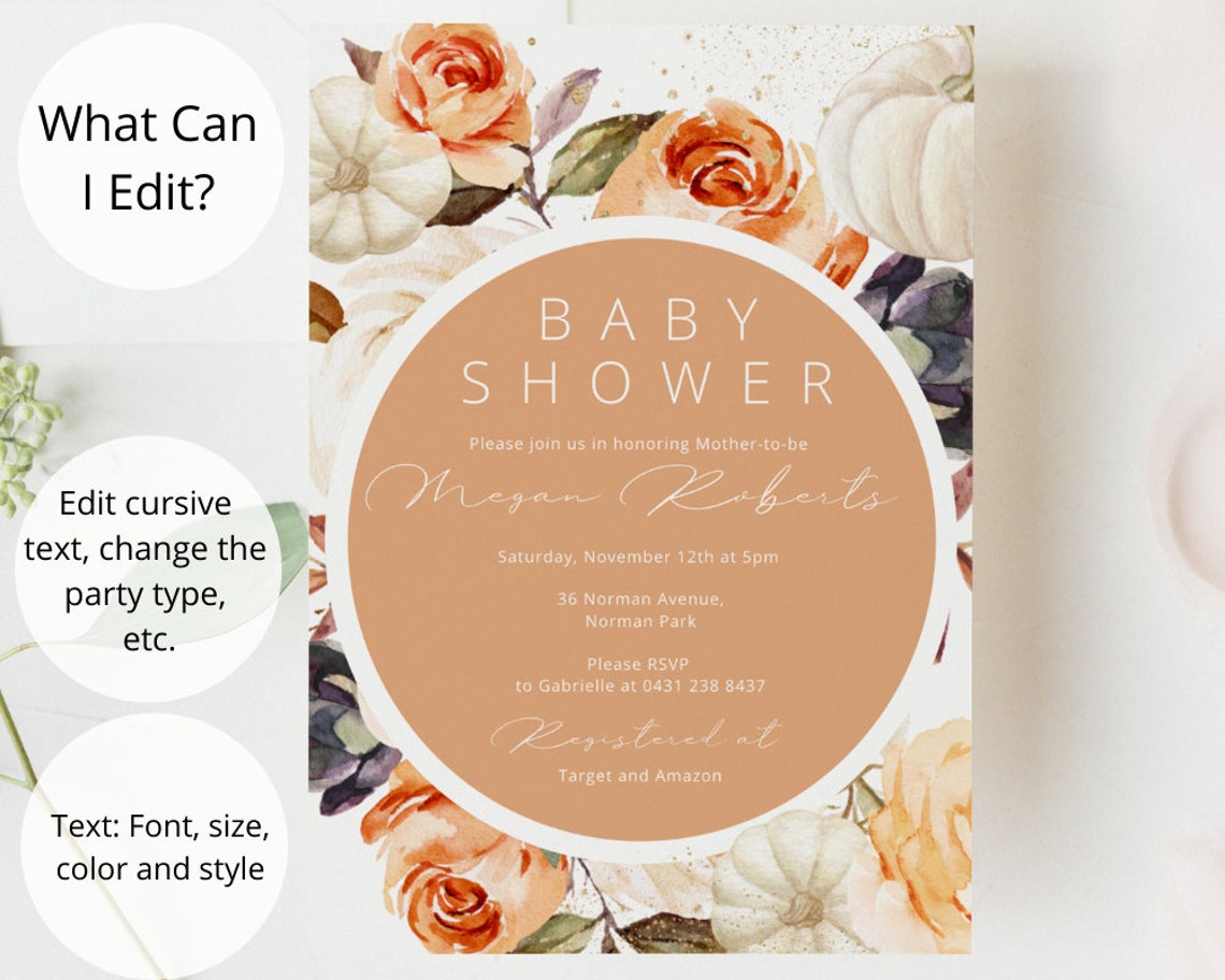 Rustic Baby Shower Invitation Template Fall Baby Shower | Etsy
