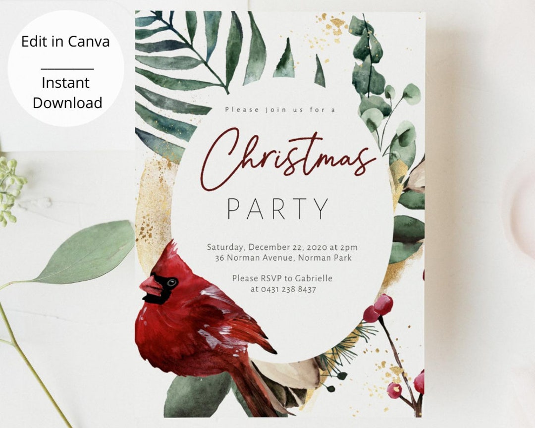 Christmas Party Invitation, Simple Holiday Party Invitation, Christmas ...