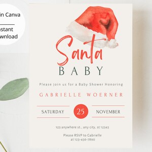 Christmas Baby Shower Invitation, Santa Baby Shower Invitation Template ...