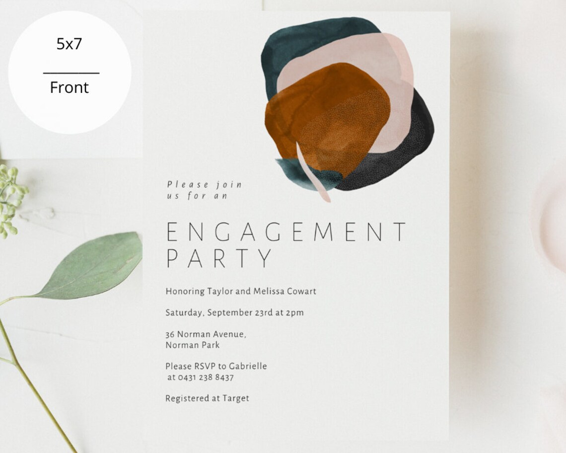 Abstract Engagement Party Invitation Template Modern | Etsy