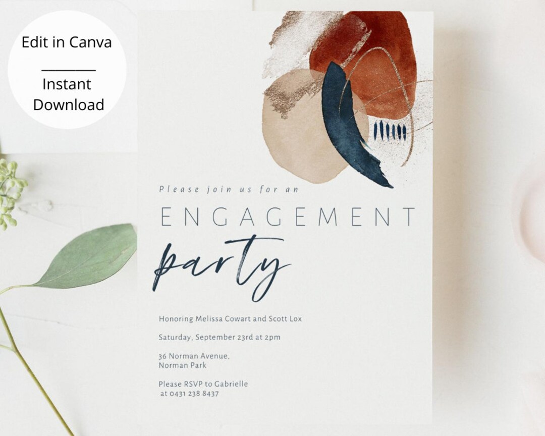 Abstract Engagement Party Invitation Template, Engagement Party Invites ...