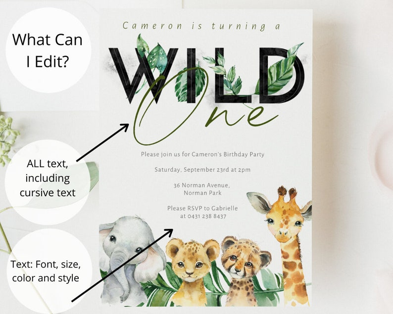Safari First Birthday Party Invitation Boys 1st Birthday - Etsy