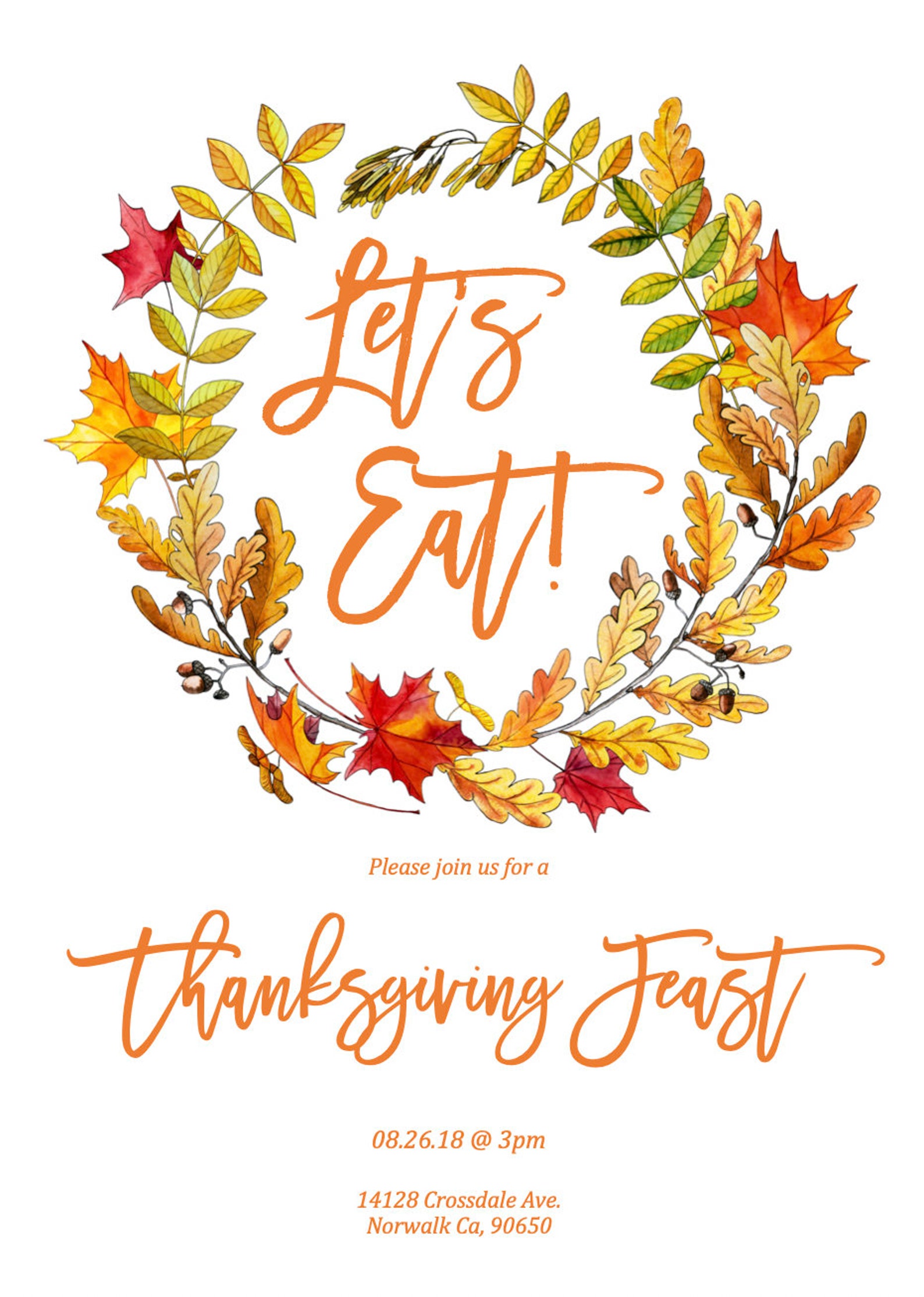 Thanksgiving Invite Thanksgiving Dinner Invitation Lets Eat - Etsy