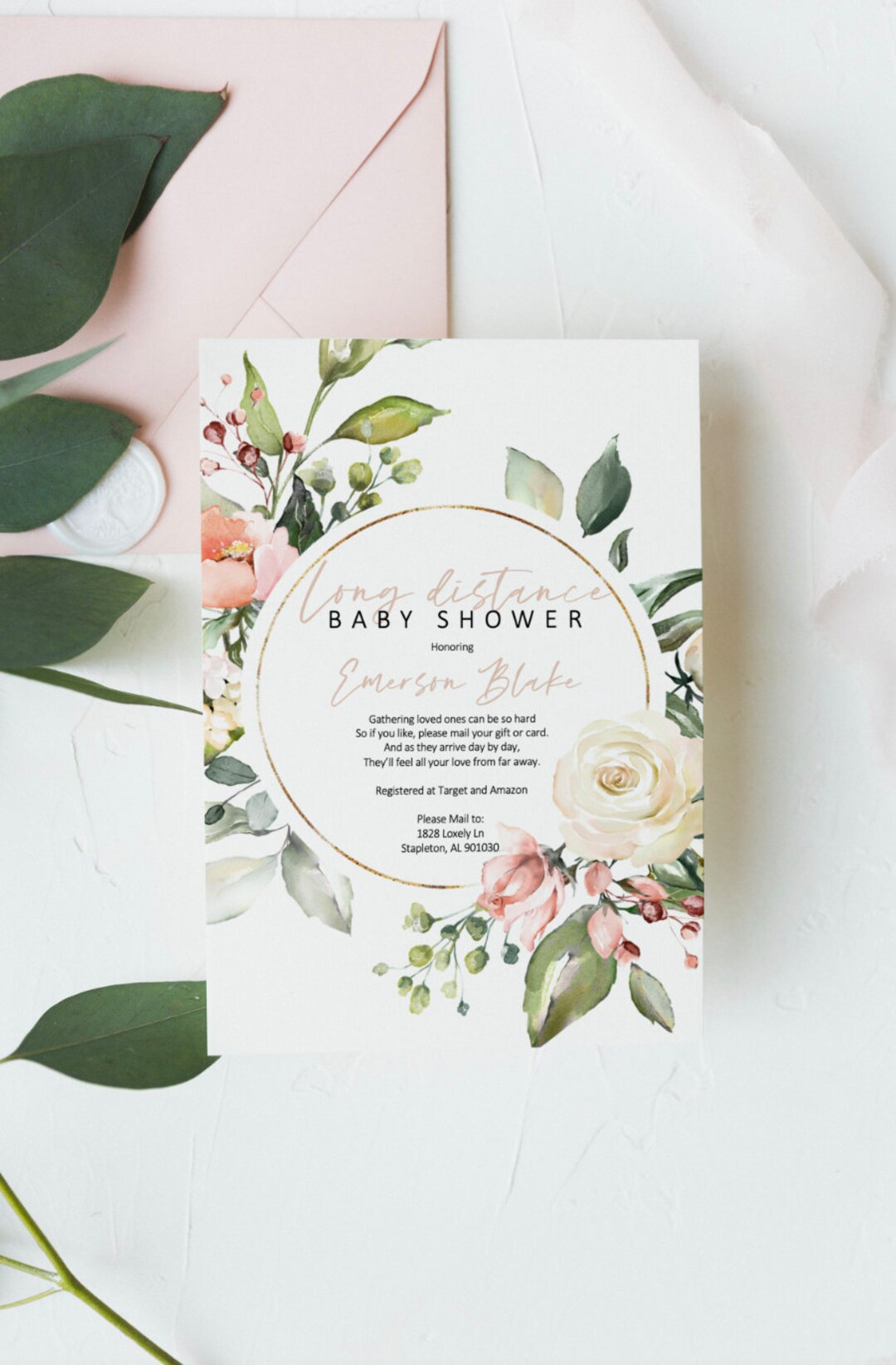 Long Distance Baby Shower Invitation Baby Girl Shower - Etsy