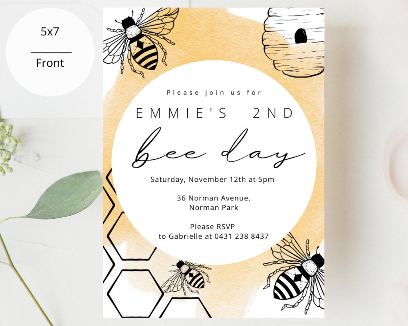 Bee Themed Birthday Party Invitation Second Birthday Party - Etsy