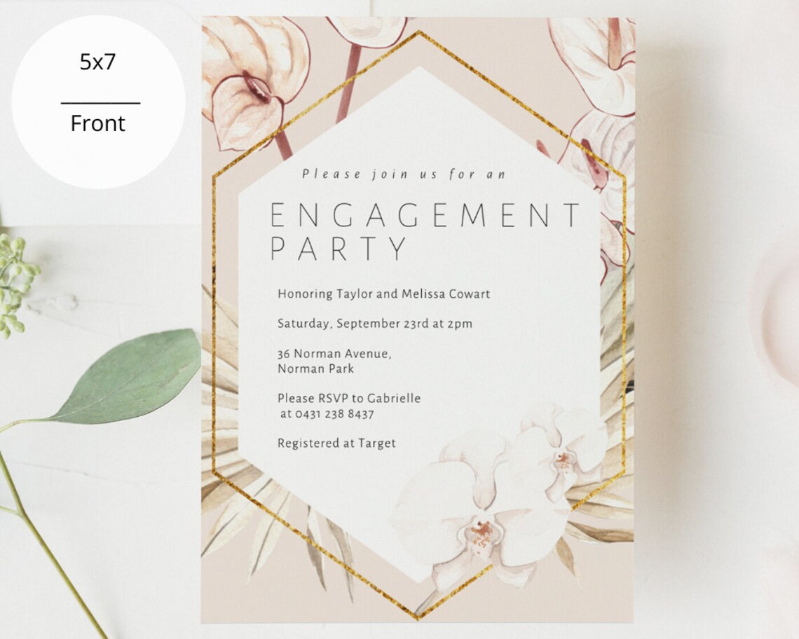 Boho Engagement Party Invitation Template Bohemian Party - Etsy