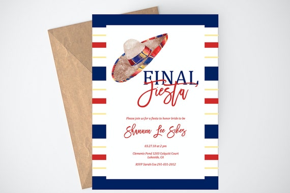 Bachelorette Party Invitations Final Fiesta Fiesta | Etsy