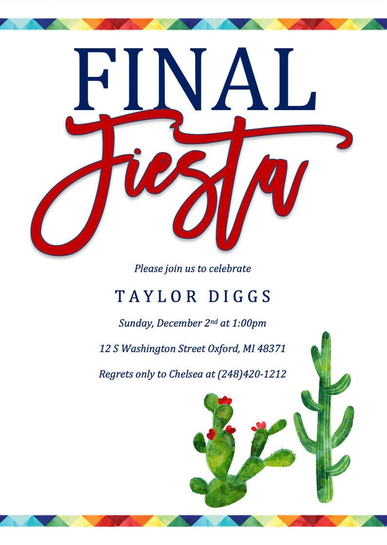 Editable Bachelorette Party Invitation Final Fiesta - Etsy