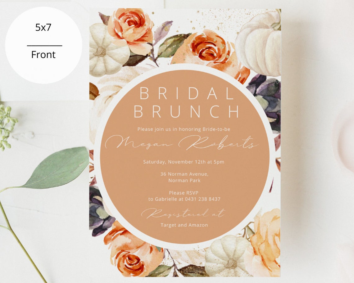 Rustic Bridal Brunch Invitation Template Fall Bridal Brunch | Etsy