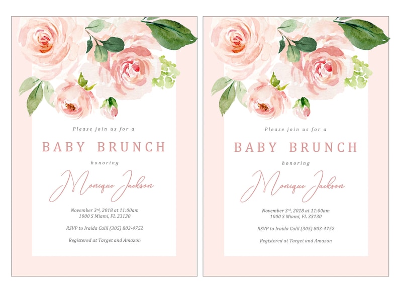 Baby Brunch Invitation Girl Baby Shower Invitation Girl - Etsy