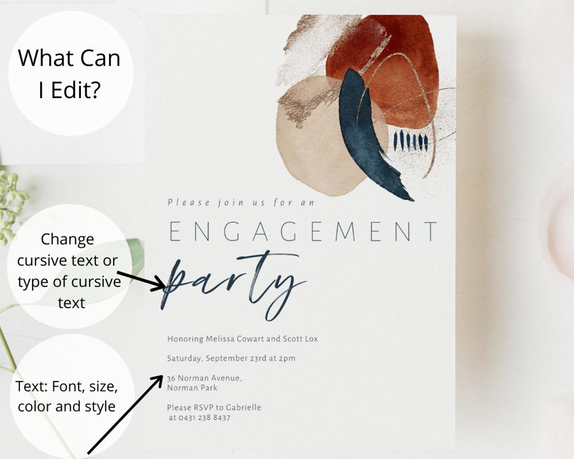 Abstract Engagement Party Invitation Template Engagement | Etsy