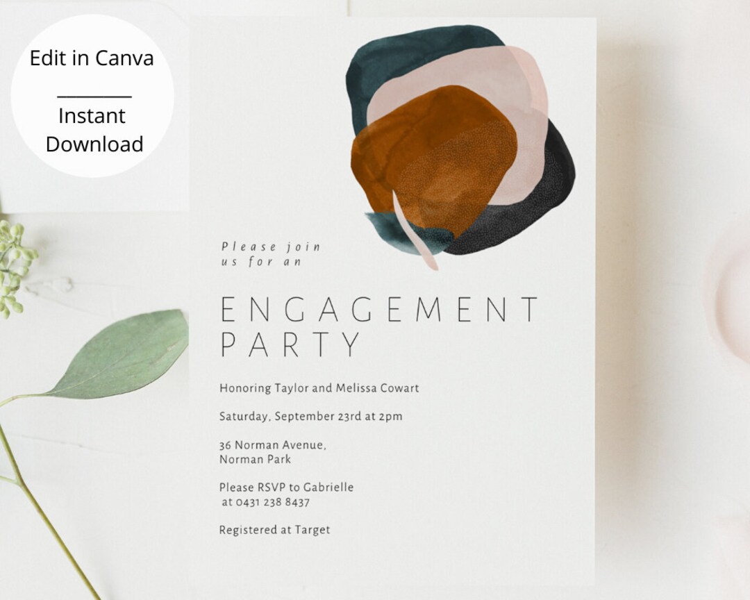 Abstract Engagement Party Invitation Template, Modern Engagement Party ...