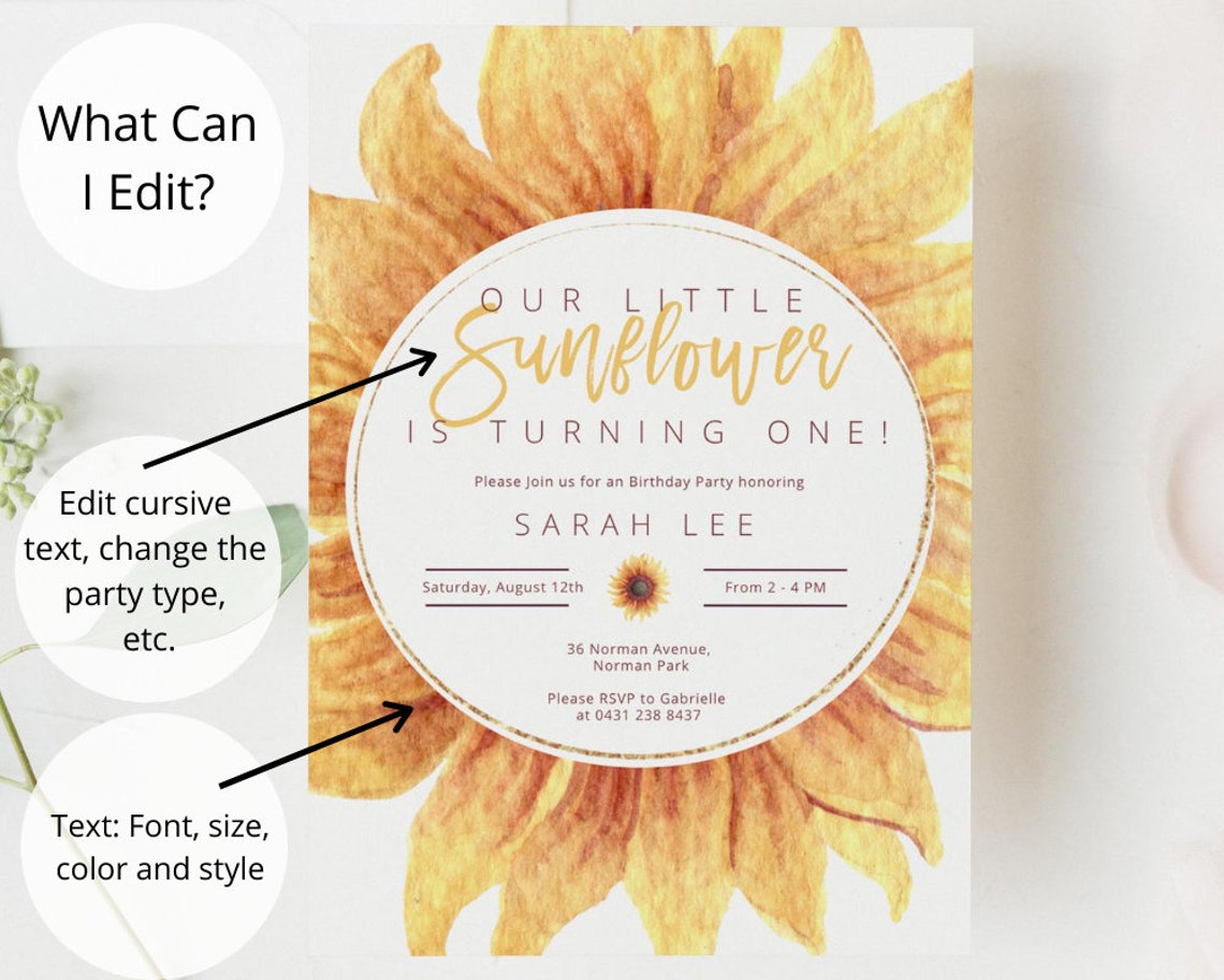 Sunflower Birthday Party Invite Floral Birthday Party | Etsy