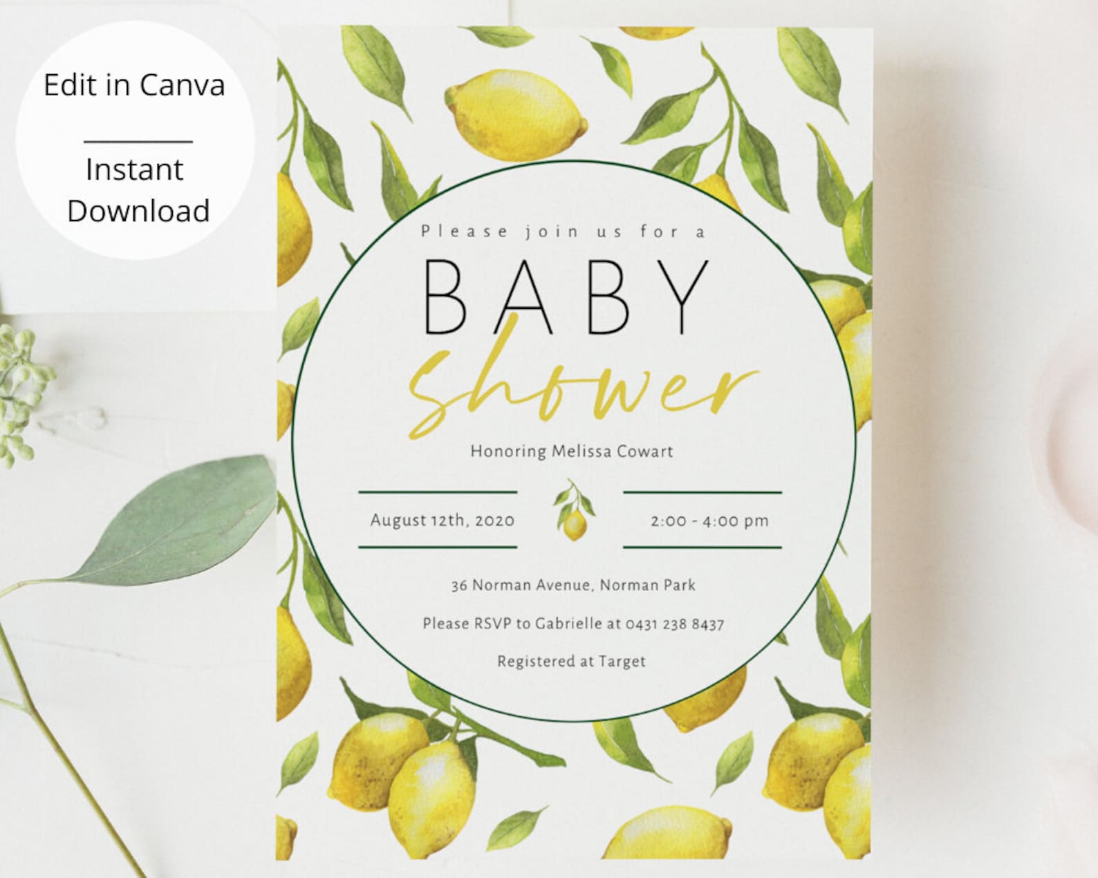 Citrus Theme Baby Shower Invitation Lemon Baby Shower - Etsy