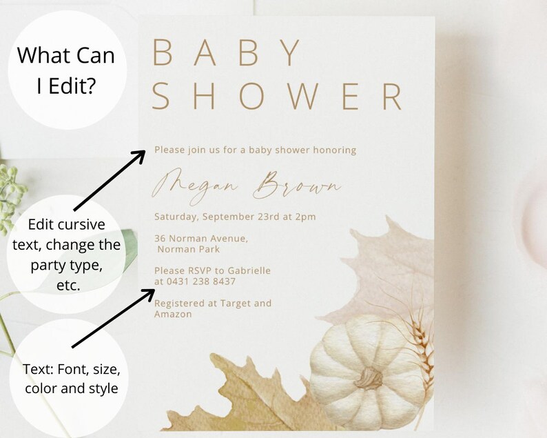 Fall Baby Shower Invitation Rustic Baby Shower Invitation | Etsy