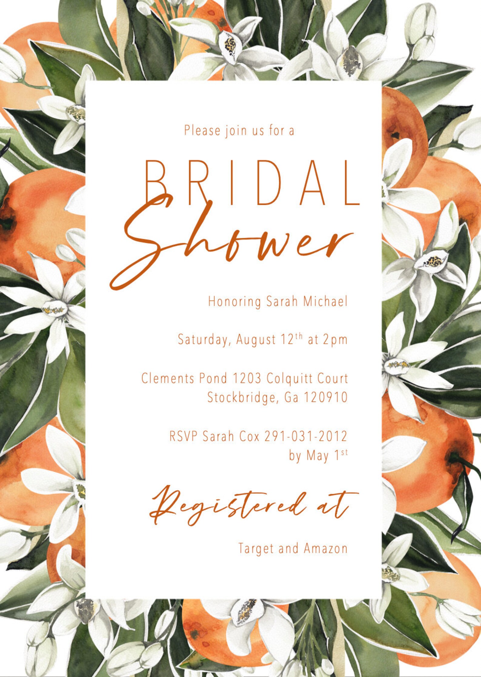 Citrus Bridal Shower Invitation Template Fruit Themed Bridal | Etsy