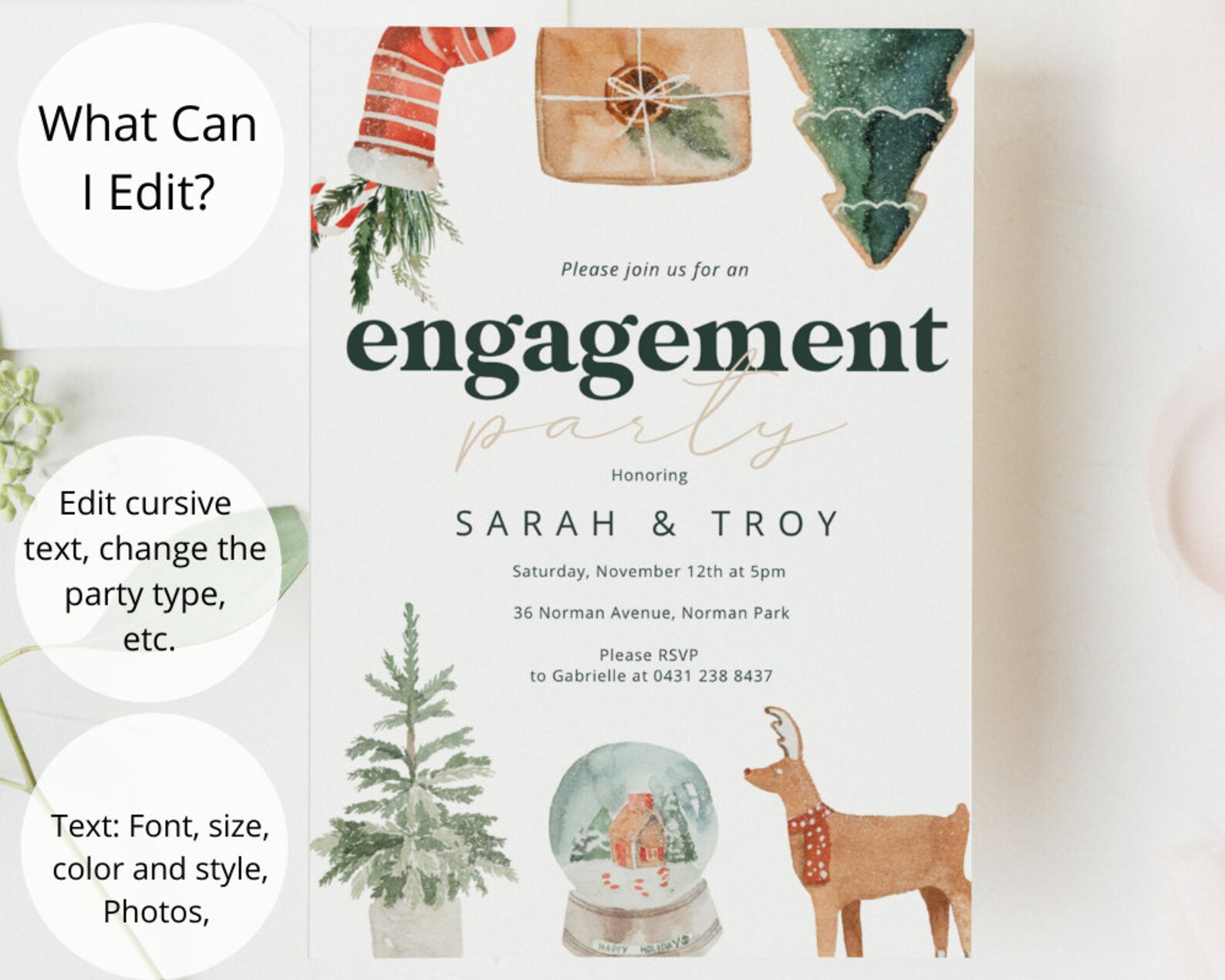Christmas Engagement Party Invitation Winter Engagement - Etsy