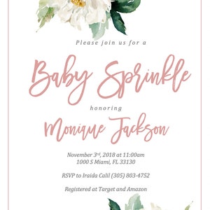 Baby Sprinkle Invitation Girl, Sprinkle Invitation, Baby Sprinkle, Baby ...