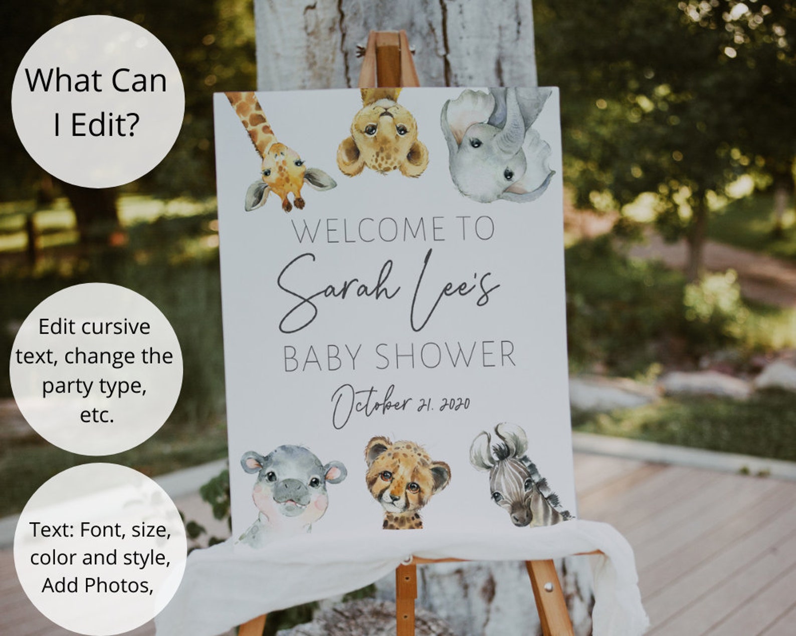 Safari Welcome Sign Safari Baby Shower Signs Baby Shower - Etsy