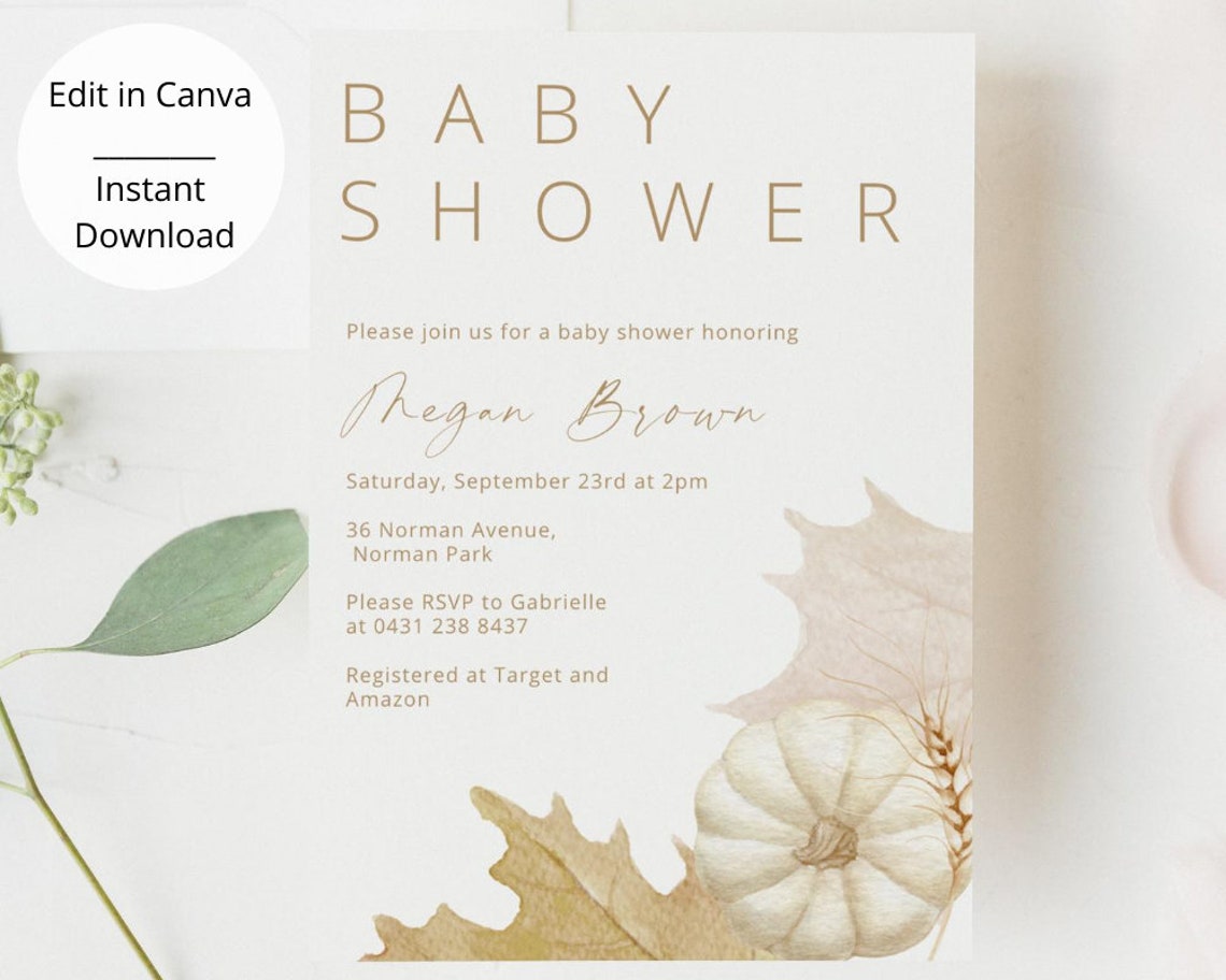 Fall Baby Shower Invitation Rustic Baby Shower Invitation | Etsy