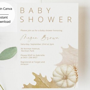 Fall Baby Shower Invitation Rustic Baby Shower Invitation | Etsy