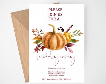 Editable Thanksgiving Invitation Template Friendsgiving - Etsy